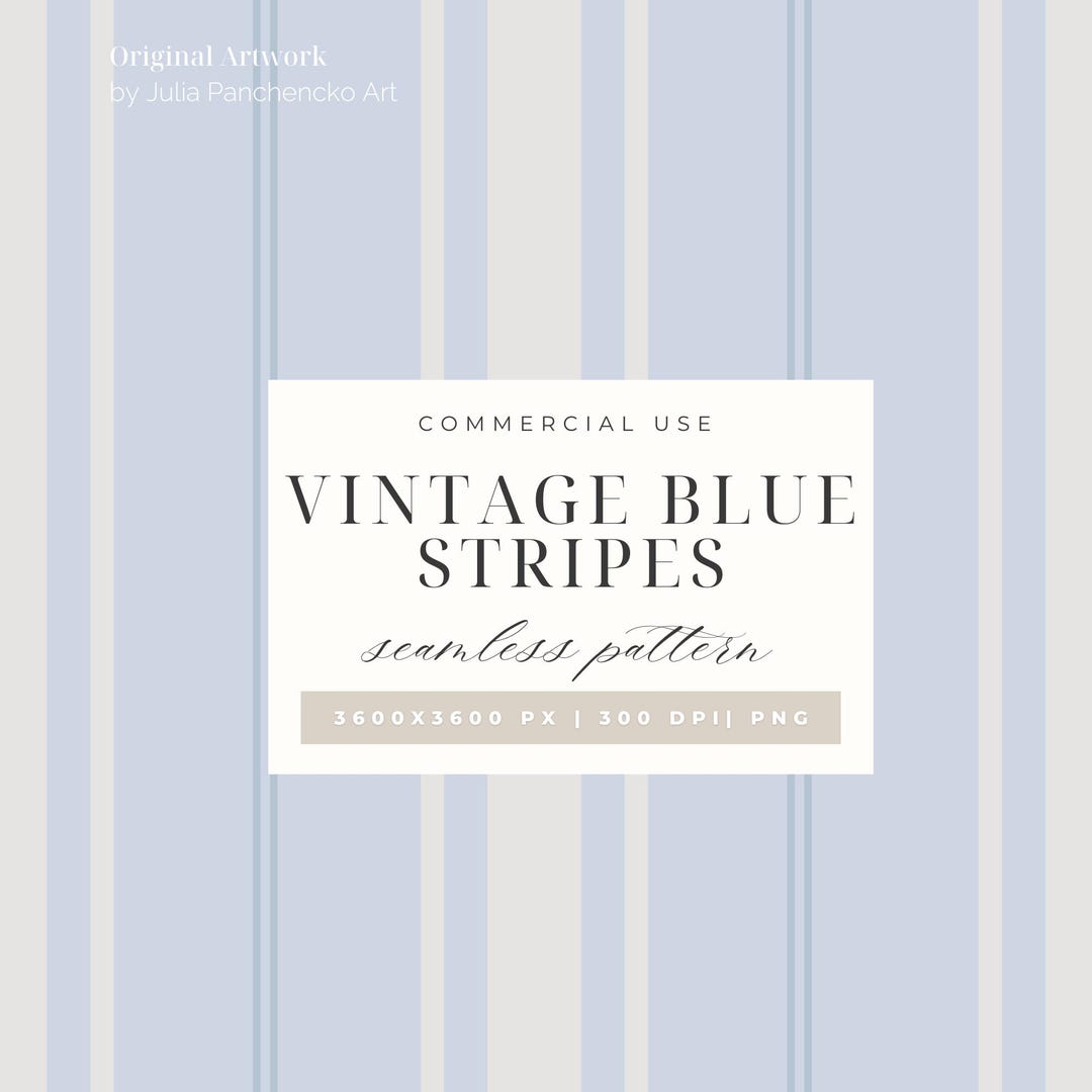Vintage Blue Beige Stripes Digital Paper | Seamless Pattern | Soft ...
