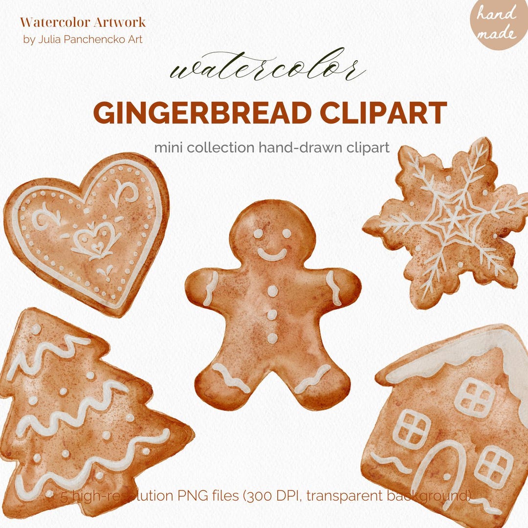 Watercolor Gingerbread Clipart Set | Christmas Cookies PNG ...