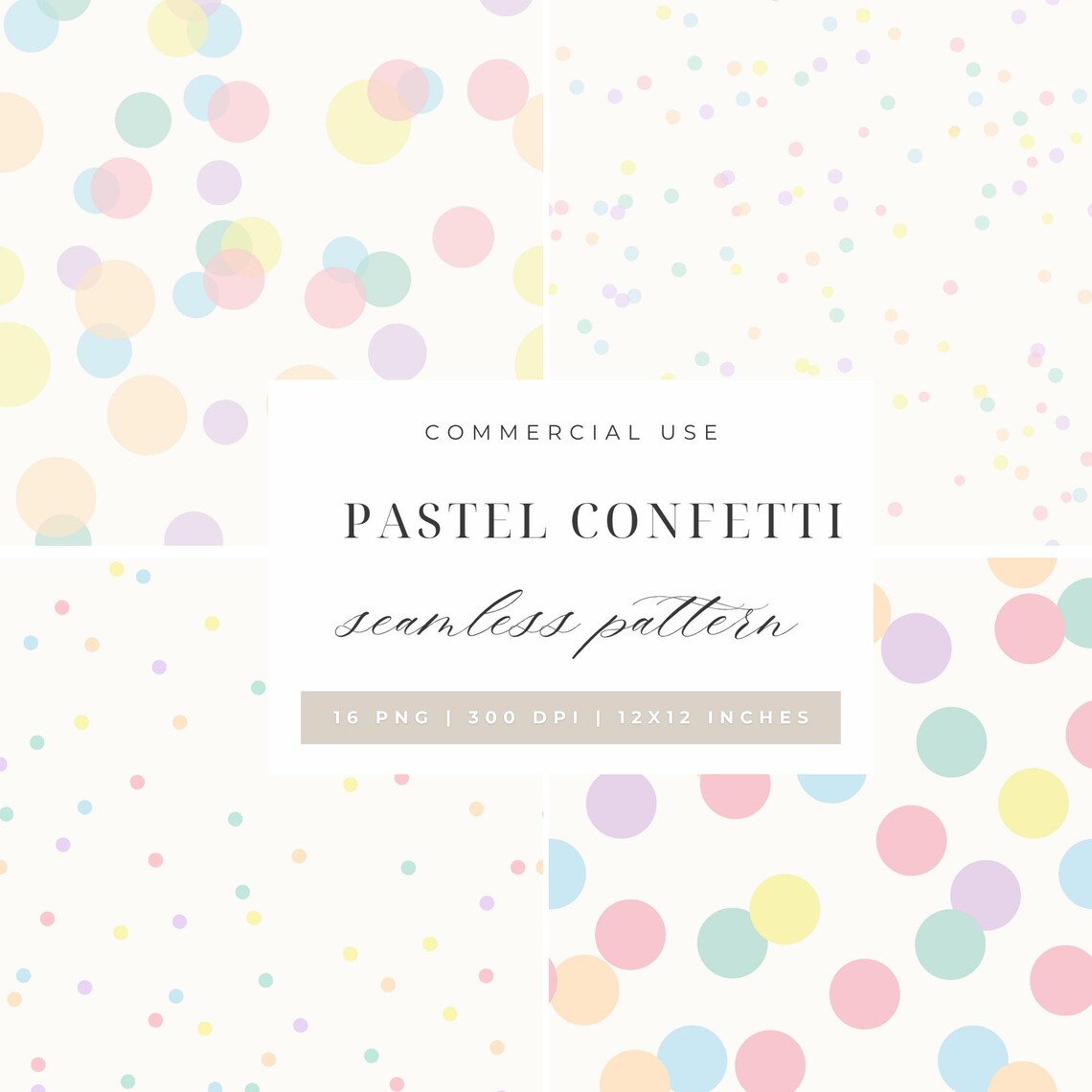 Pastel Confetti Digital Paper | Seamless Vector Pattern | PNG ...