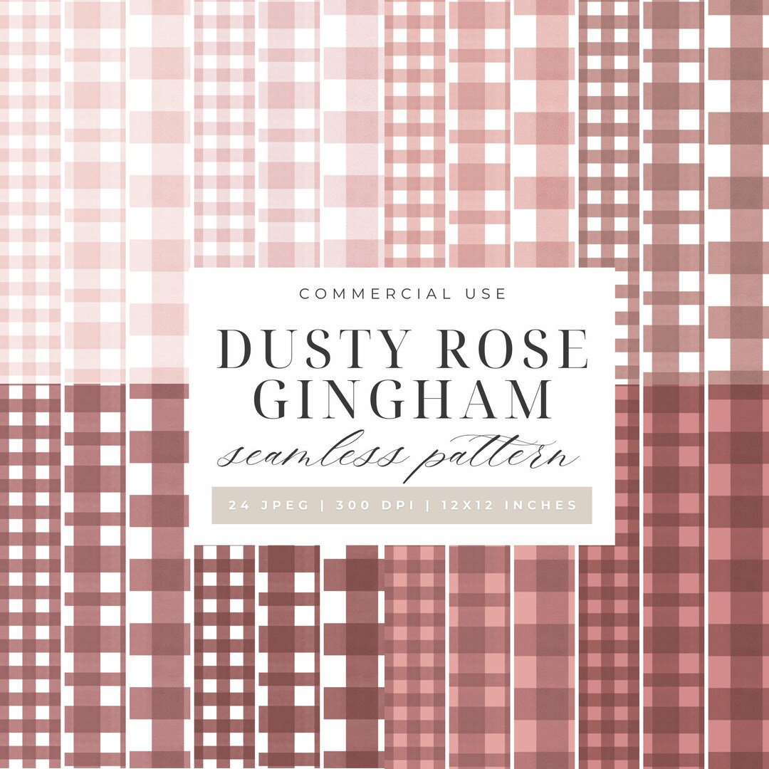 Dusty Rose Gingham Digital Paper | Pink Plaid Seamless Patterns | Background Texture | Vintage ...