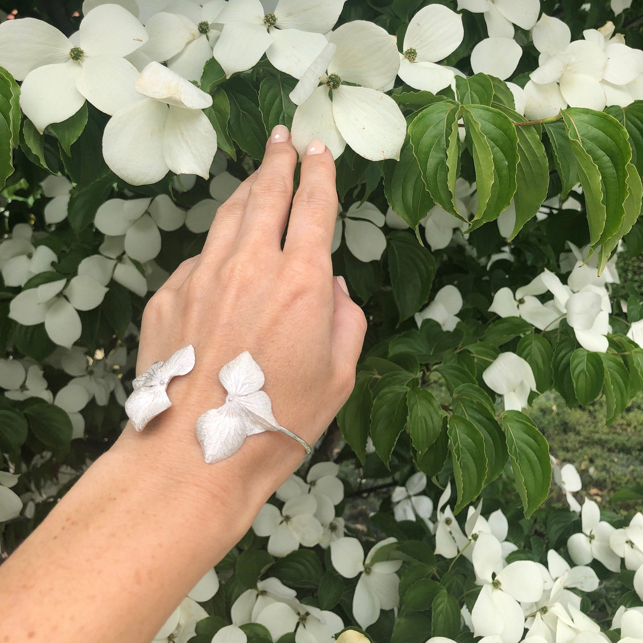 Hydrangea flowers bracelet Sterling silver Open cuff | Etsy