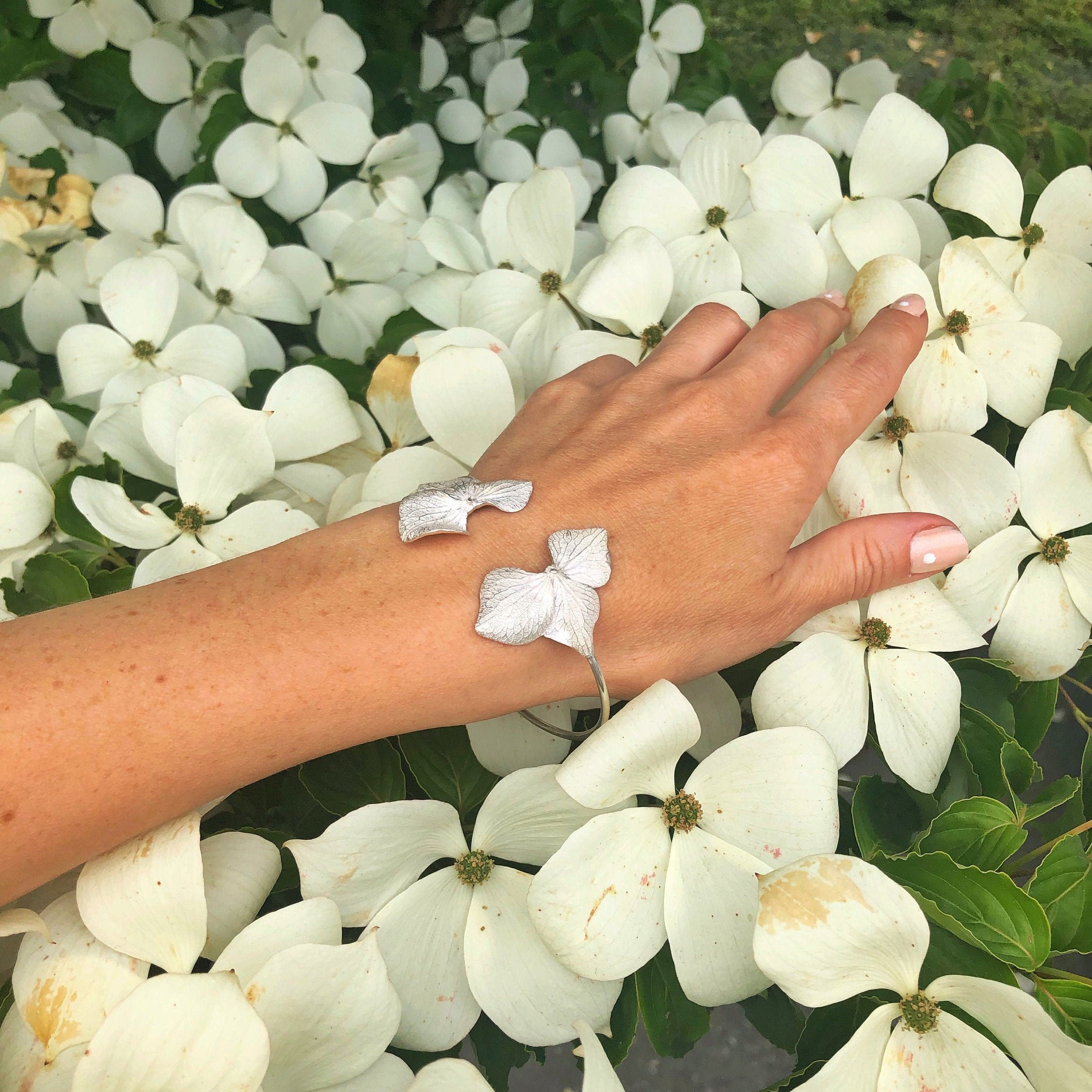 Hydrangea flowers bracelet Sterling silver Open cuff | Etsy