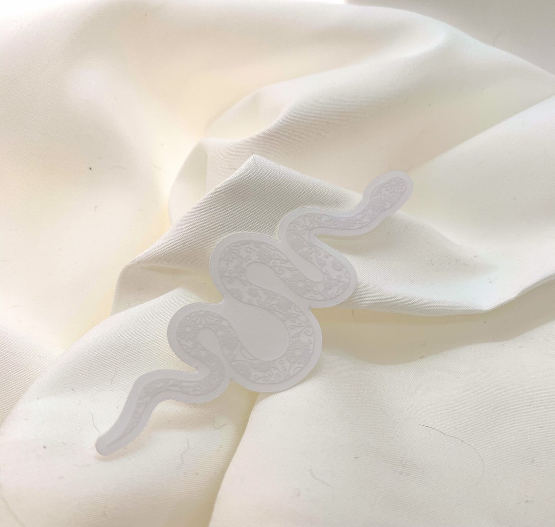 White Floral Snake Sticker | Clear Sticker | Laptop Sticker ...