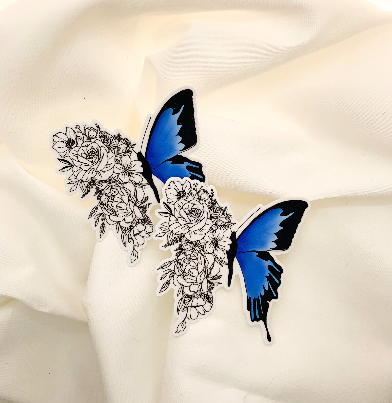 Blue Floral Butterfly Sticker Laptop Sticker Waterproof - Etsy