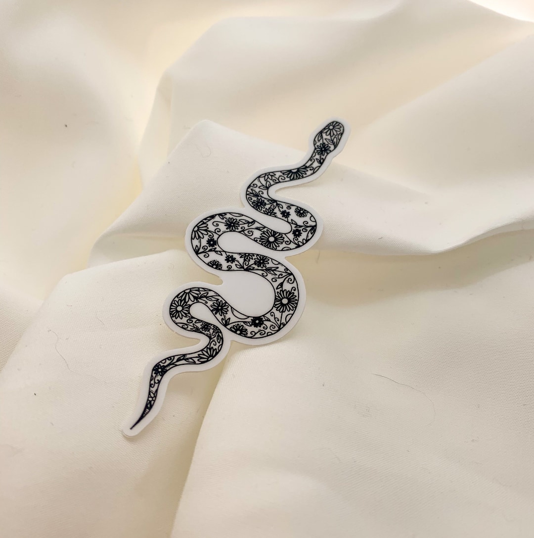 Black Floral Snake Sticker | Laptop Sticker | Waterproof Water Bottle ...