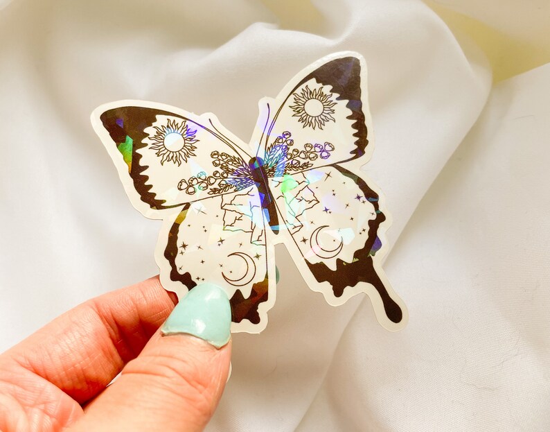 Holographic Celestial Butterfly Sticker | Waterproof Vinyl Die Cut - Etsy