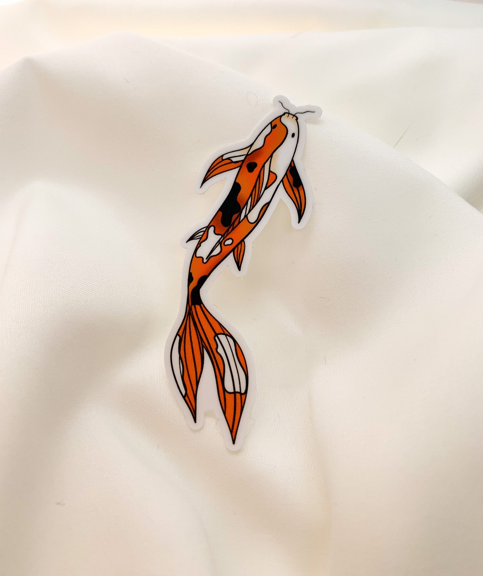 Koi Fish Sticker Black Outline Laptop Sticker Waterproof - Etsy