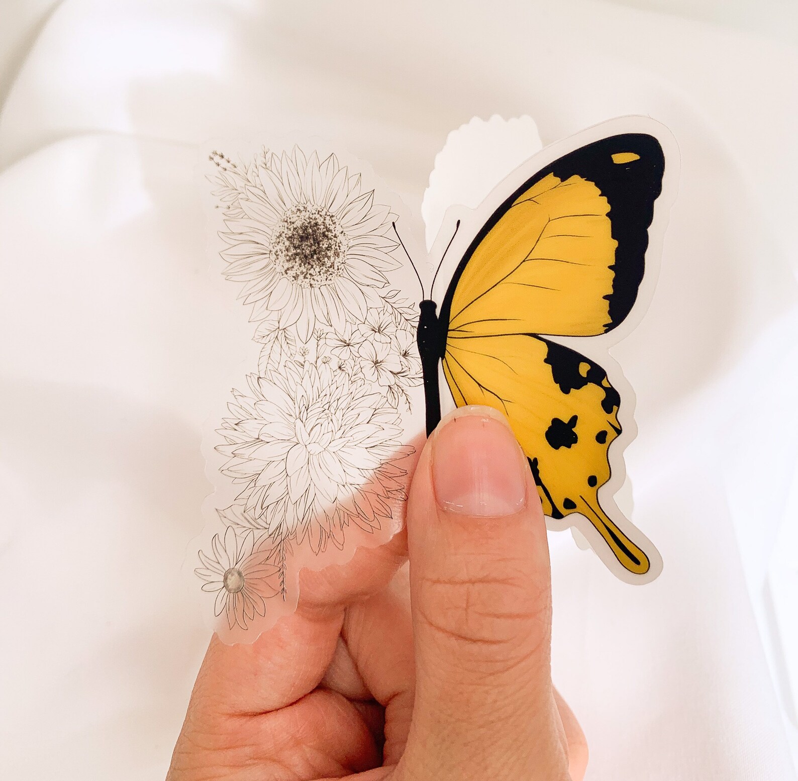 Clear Yellow Floral Butterfly Sticker Laptop Sticker - Etsy