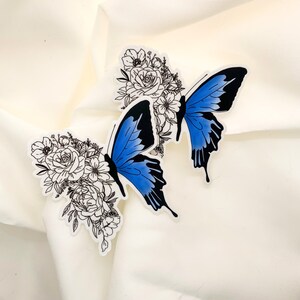 Blue Floral Butterfly Sticker Laptop Sticker Waterproof | Etsy