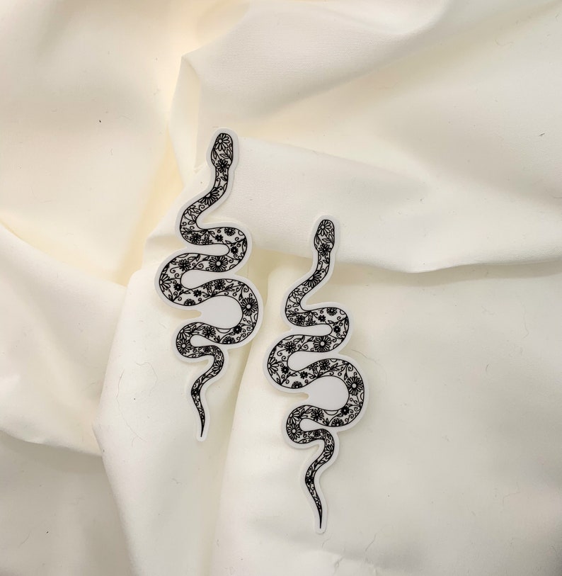 Black Floral Snake Sticker Laptop Sticker Waterproof Water - Etsy