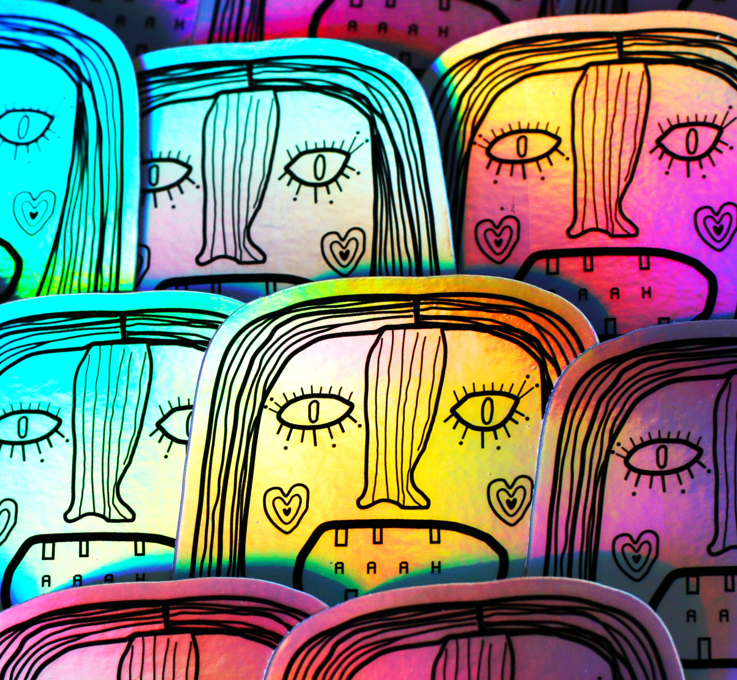 Holographic Face Sticker -weatherproof Vinyl - Etsy
