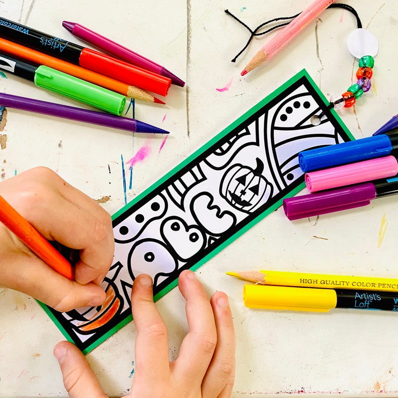 Personalized Bookmarks to Color Kids Birthday Party Favors | Etsy