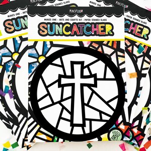 Bulk Cross Suncatcher Paper Craft Kit, Quiet Sunday School Church ...