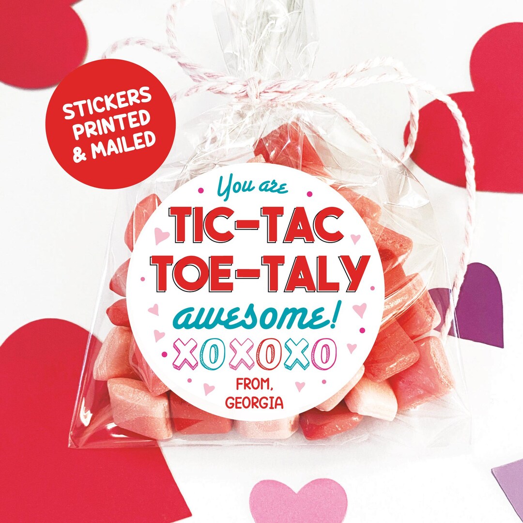 Tic Tac Toe Valentines Day Circular Stickers, Personalized Game ...