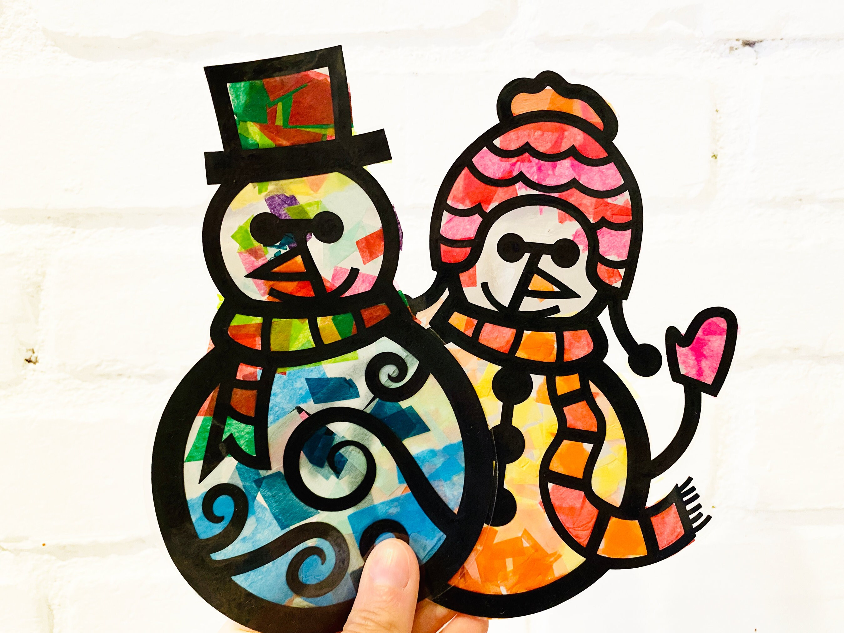 Snowman Suncatcher Kit Arts and Crafts Kit for Kids - DIY Paper Stained ...