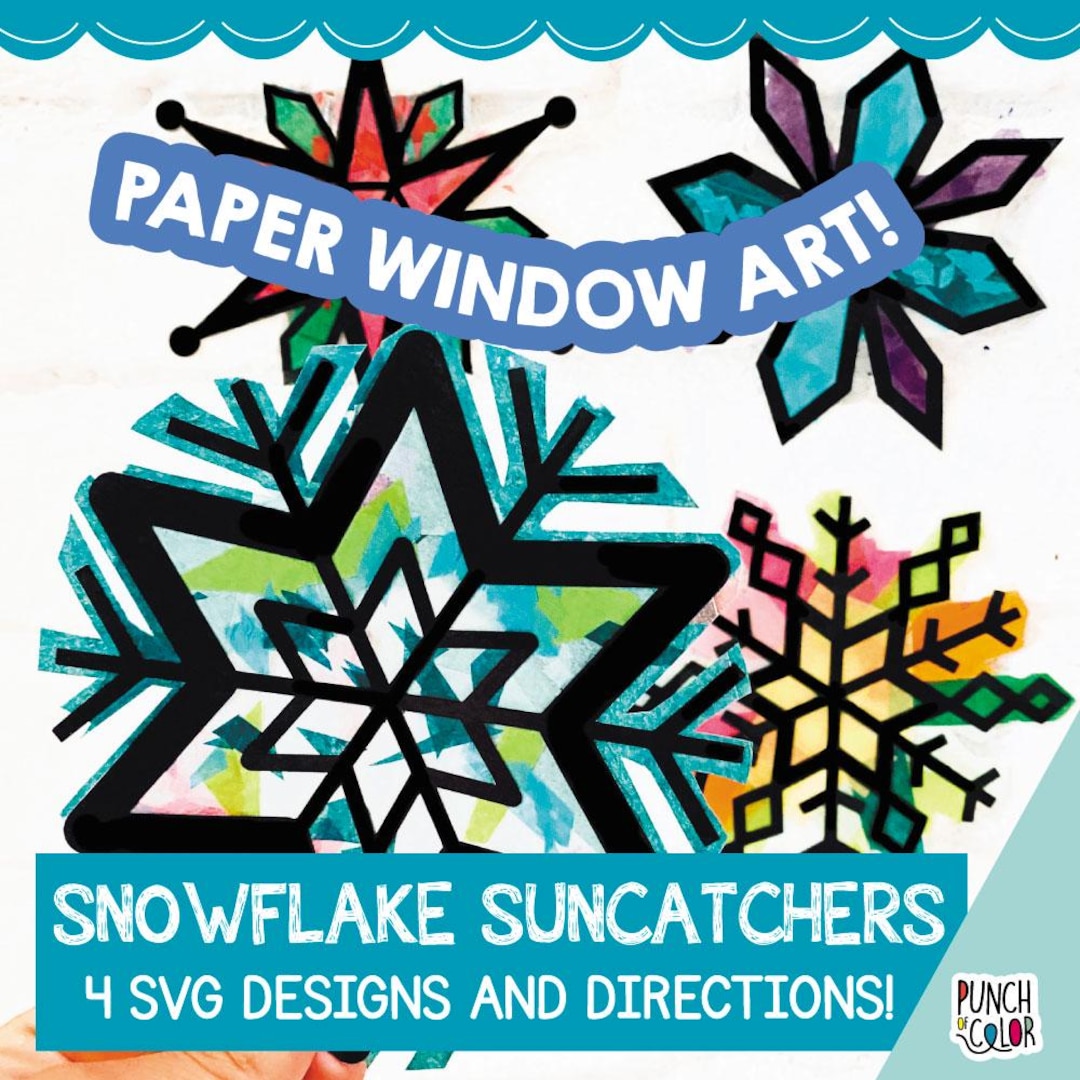 SVG File 4 Winter Snowflakes, Make Snowflake Suncatchers at Home on ...