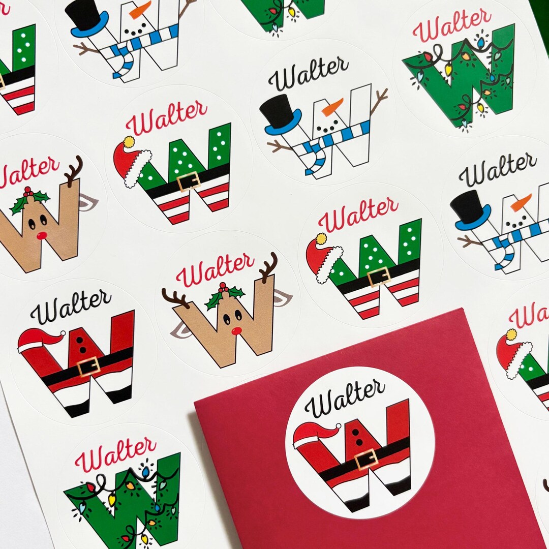 Personalized Christmas Gift Tag Stickers, Fun Custom Initial Holiday ...