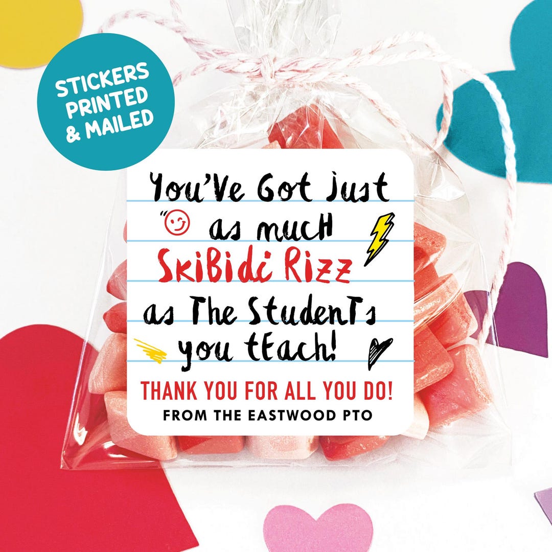 Teacher Appreciation Slang Gift Tag Stickers, Middle School Funny ...