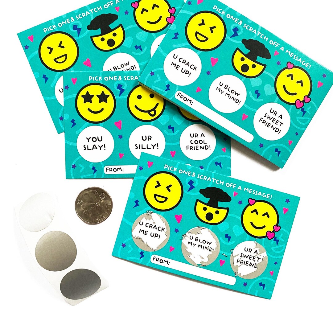 Scratch off Emotion Valentines, Kids Classroom Valentine Cards, Fun and ...