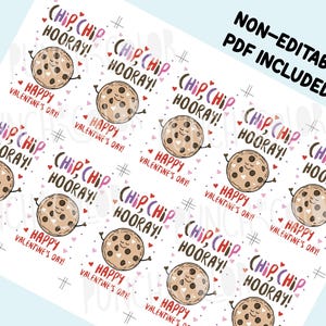 Cookie Valentine Tag Printable, Chocolate Chip Cookie Valentine's Day ...