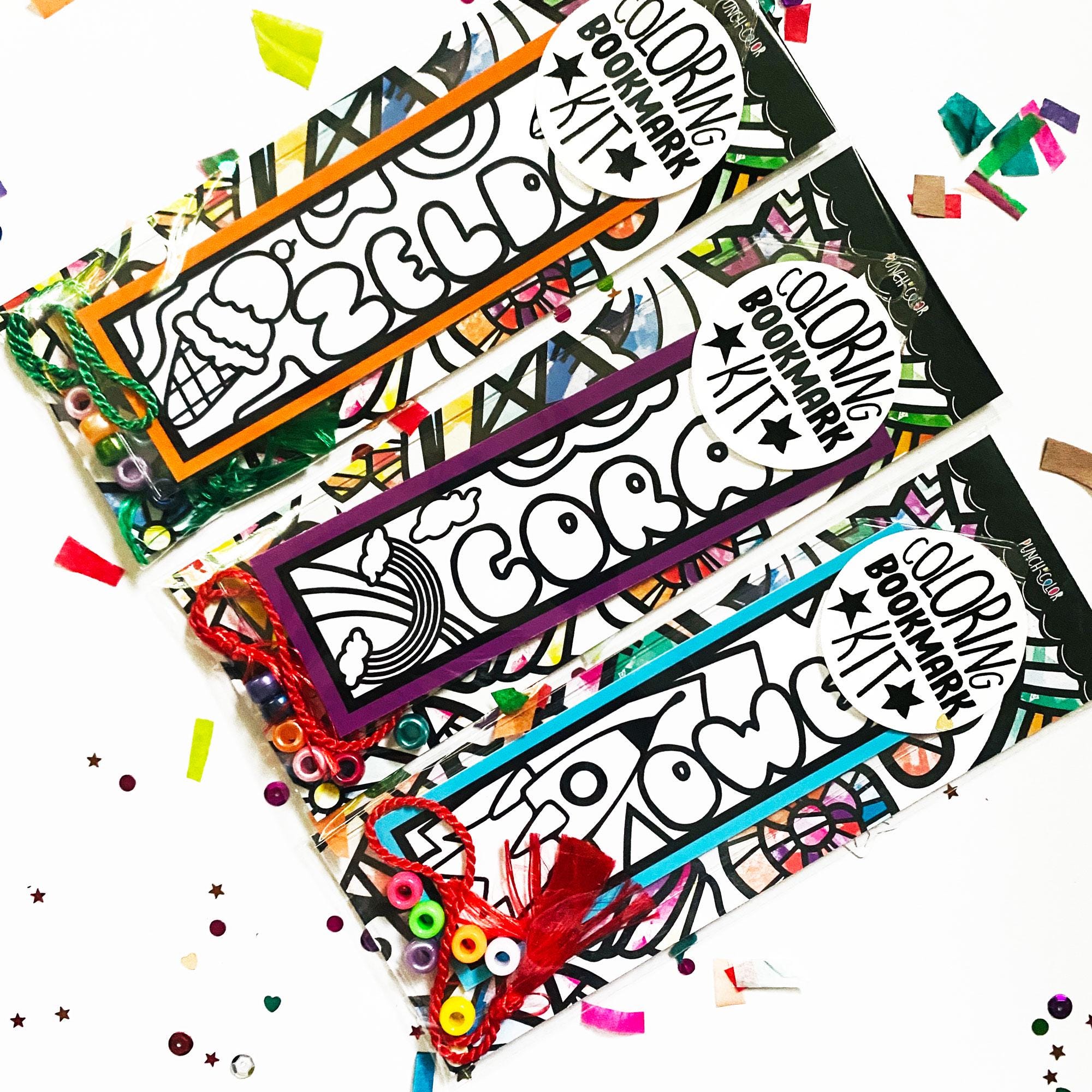 Personalized Bookmarks to Color, Kids Birthday Party Favors, Coloring ...