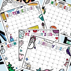 2025 Kids Calendar, Printable Coloring Kids Calendar, Preschool ...