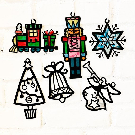 DIY Christmas Ornaments Tissue Paper Stained Glass Suncatcher - Etsy