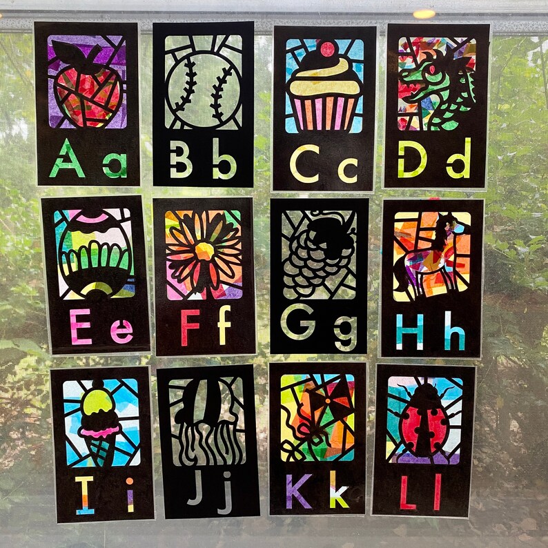 Alphabet Cards Suncatcher Kit Homeschool Montessori ABC - Etsy