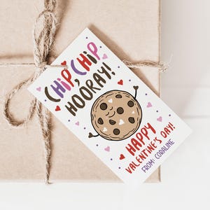 Cookie Valentine Tag Printable, Chocolate Chip Cookie Valentine's Day ...