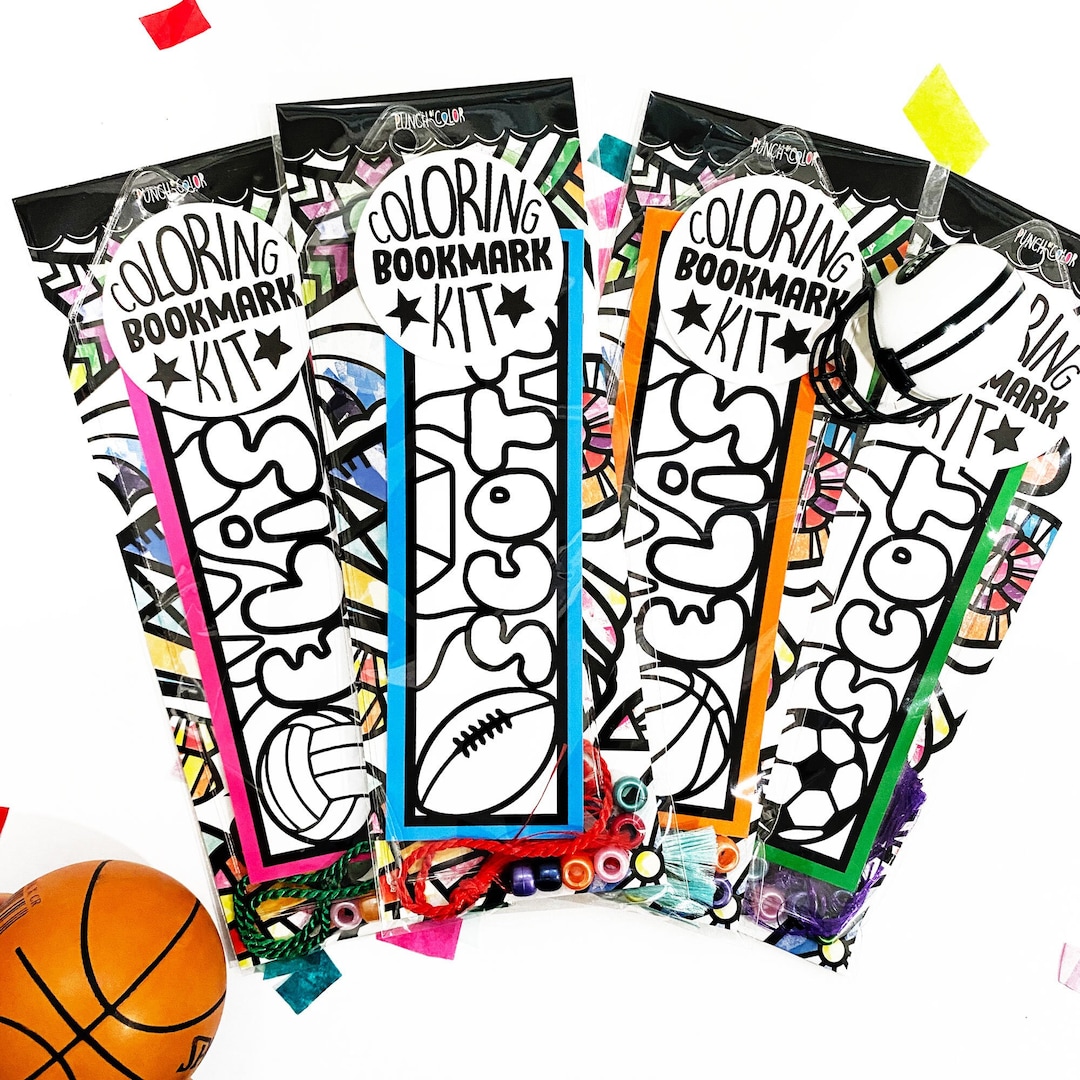Sports Bookmarks Art Kit for Child Birthday Gift or Stocking Stuffer ...
