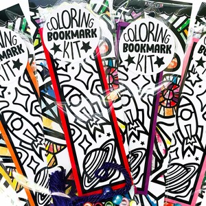 Outer Space Coloring Bookmarks, Planets or Galaxy Birthday Party Favor ...