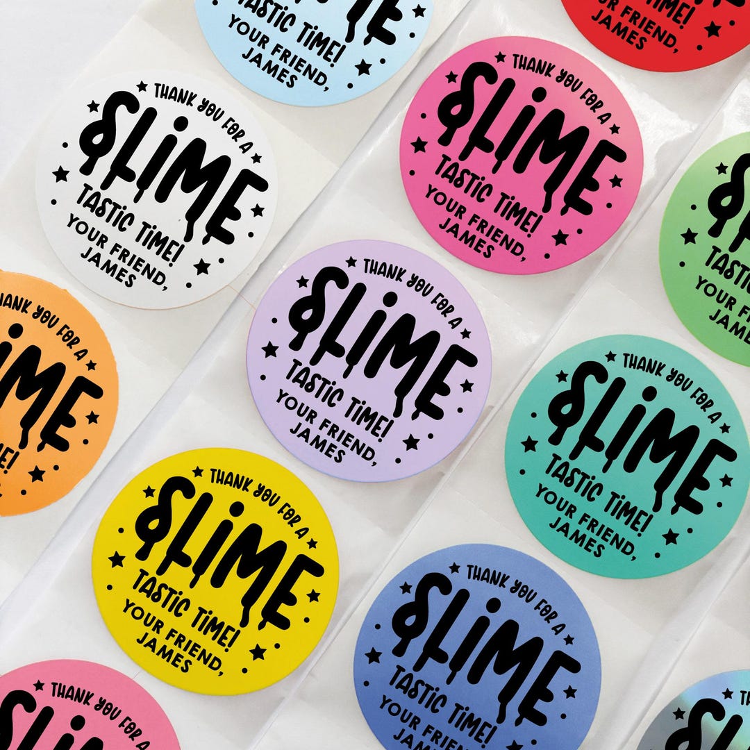 Personalized Slime Birthday Favor Stickers, Printed Custom Thank You ...