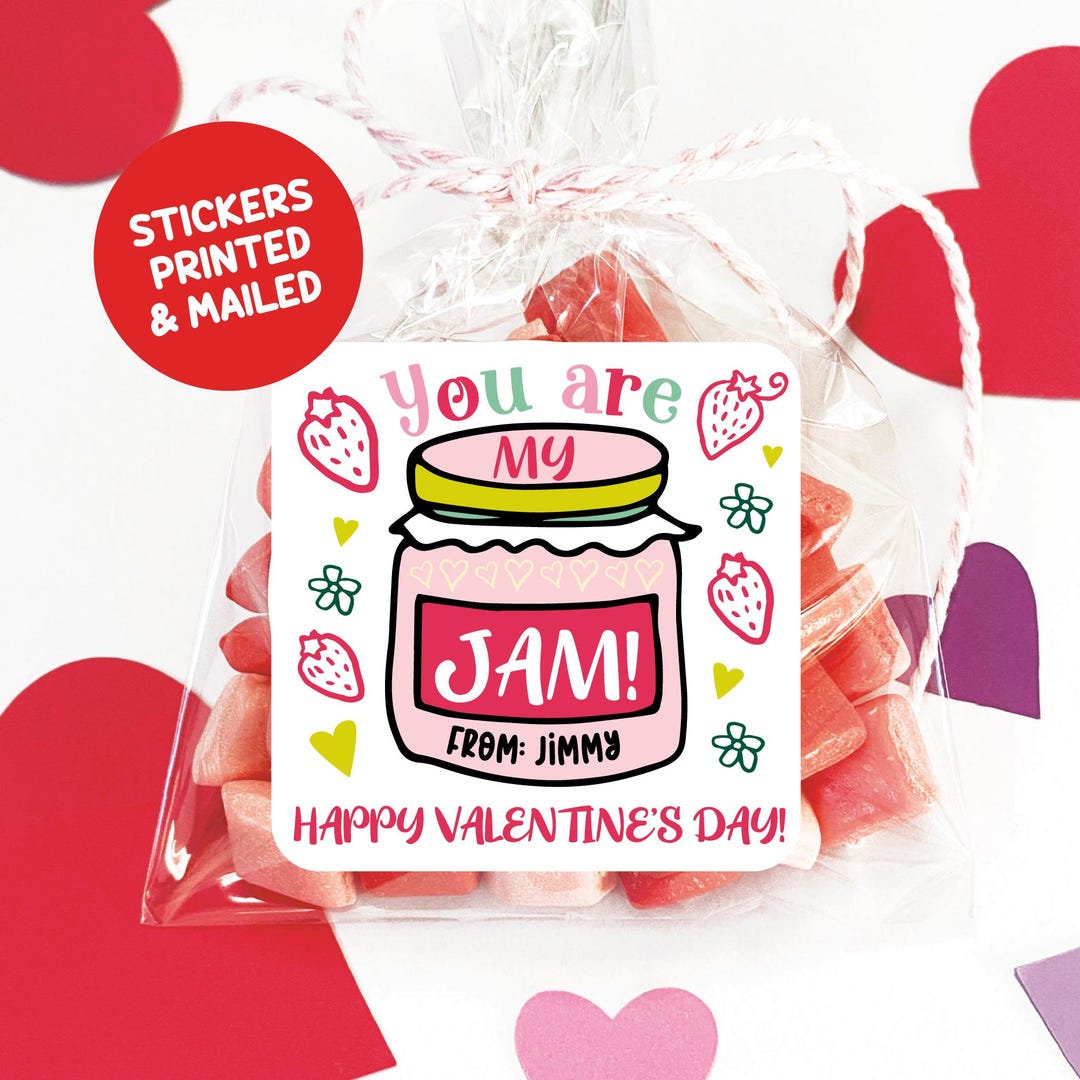You Are My Jam Classroom Valentine Labels, Valentine Stickers for ...