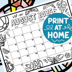 August 2025 Calendar, Printable Coloring Kids Calendar, Preschool ...