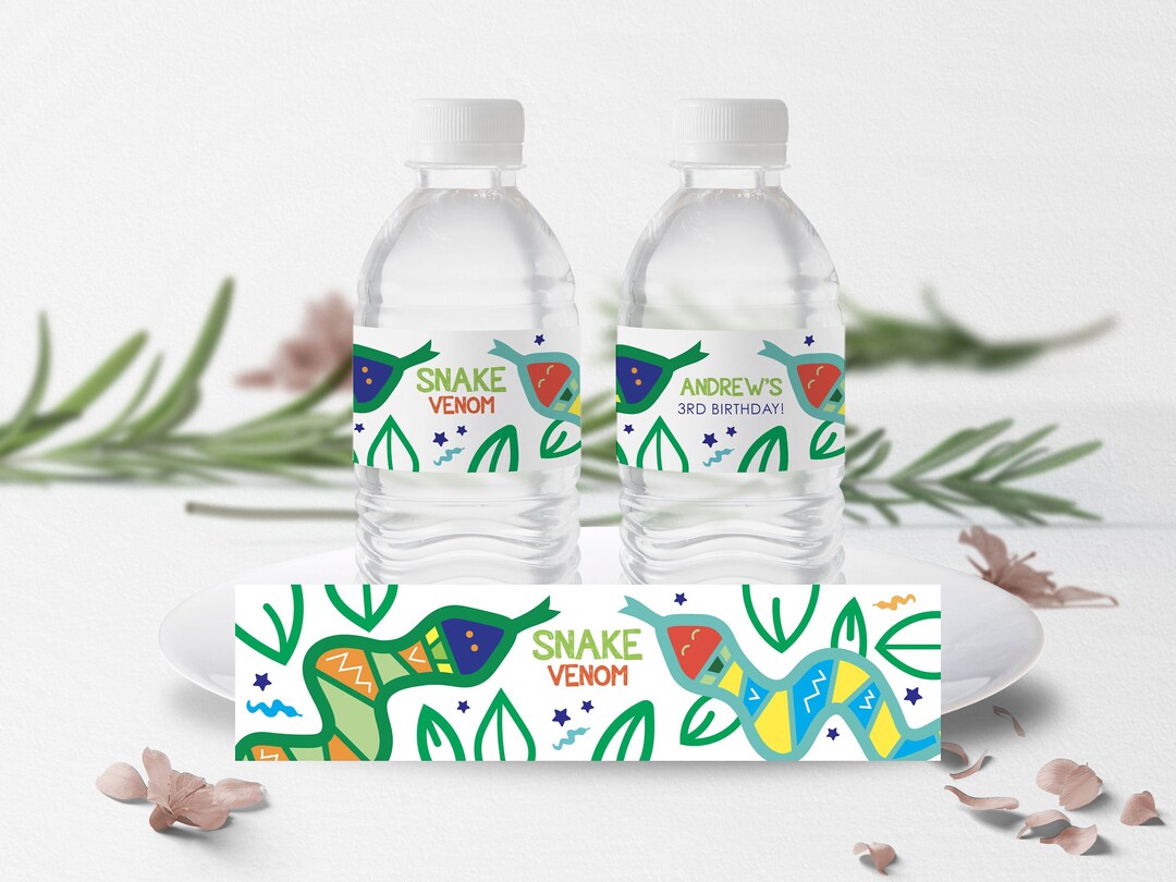 Reptile Birthday Party Water Bottle Labels Template, Printable Snakes ...