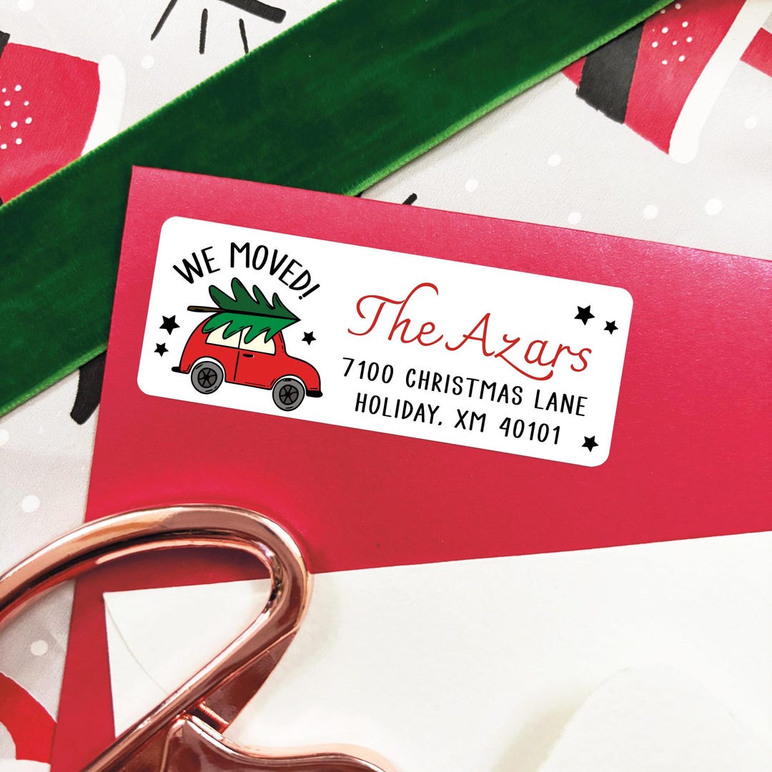 New Address Christmas Labels, We Moved Return Address Labels, Christmas ...