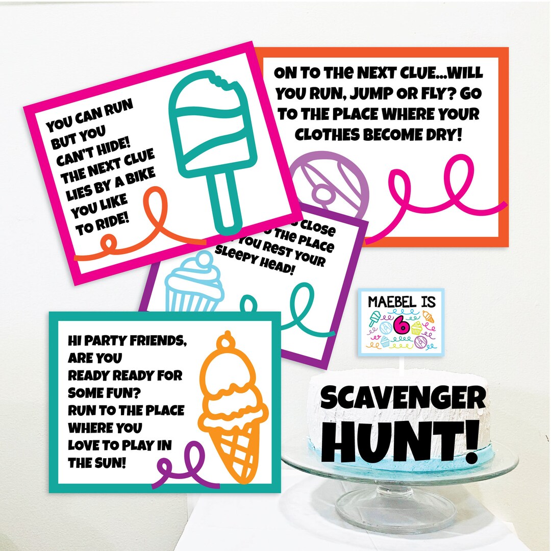 Dessert Themed Scavenger Hunt for Kids Birthday Party, Digital Download ...