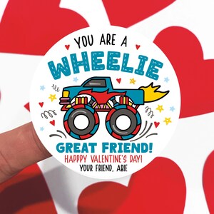 Monster Truck Valentines Day Circular Stickers, You Are a Wheelie Great ...
