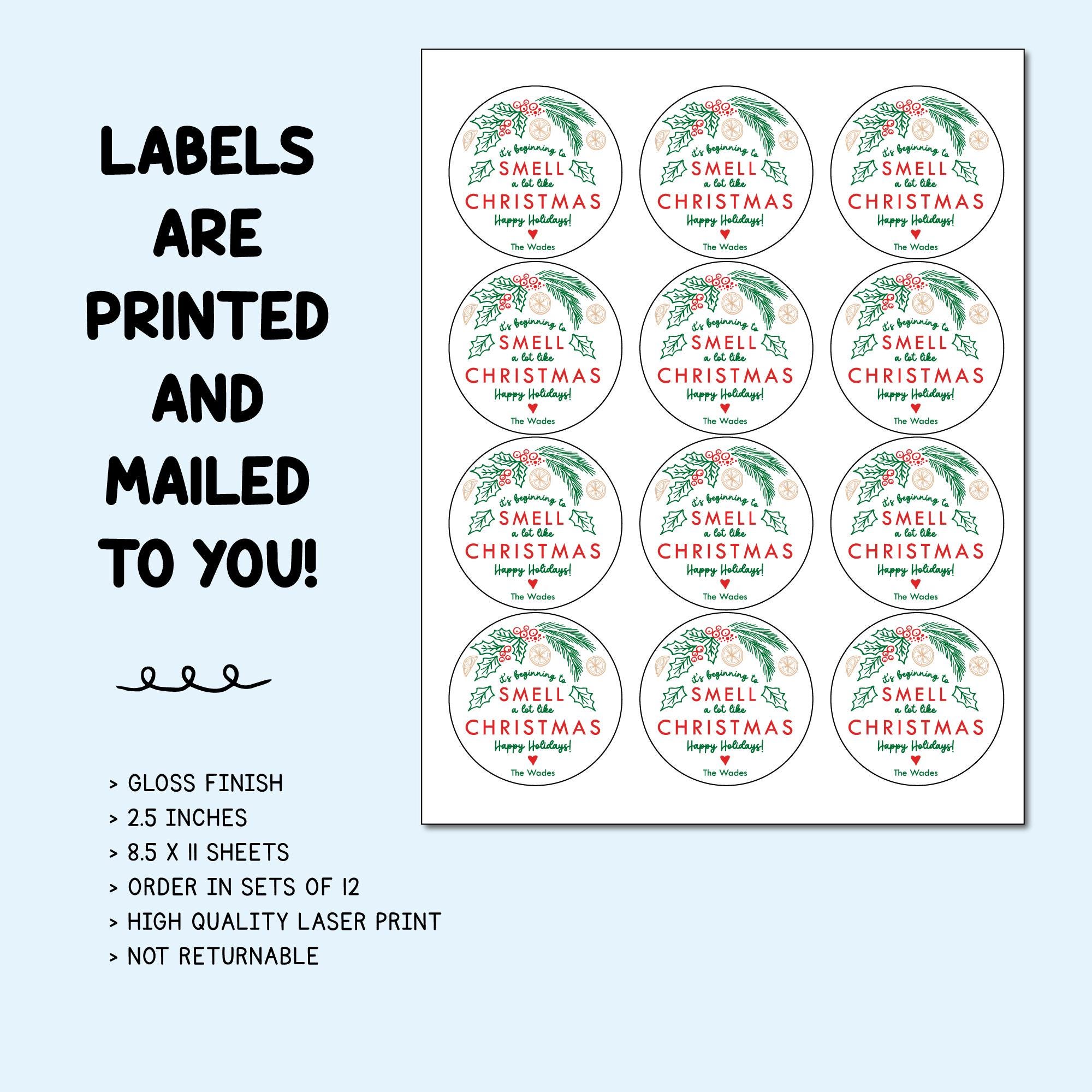 Christmas Stovetop Potpourri Labels Printed and Mailed, Christmas ...