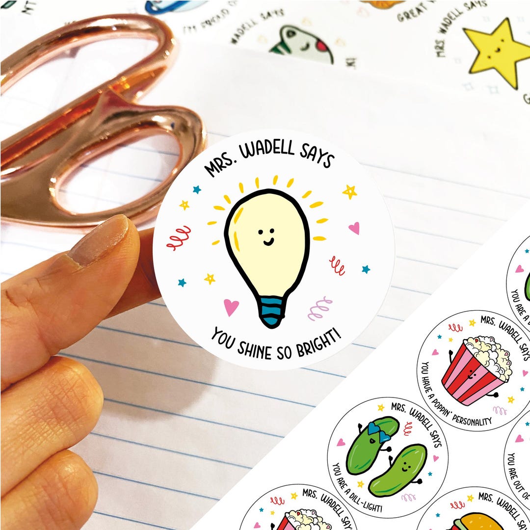 Teacher Food Puns Stickers, Printed Teacher Reward Stickers ...