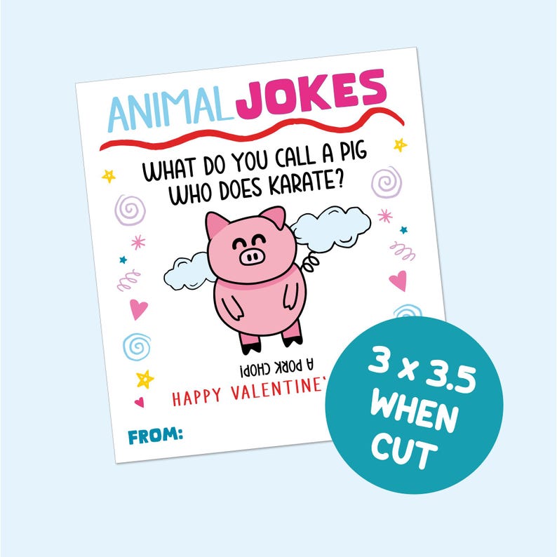 Animal Joke Valentines Day Cards Printable, Kids Funny Valentine's Day ...