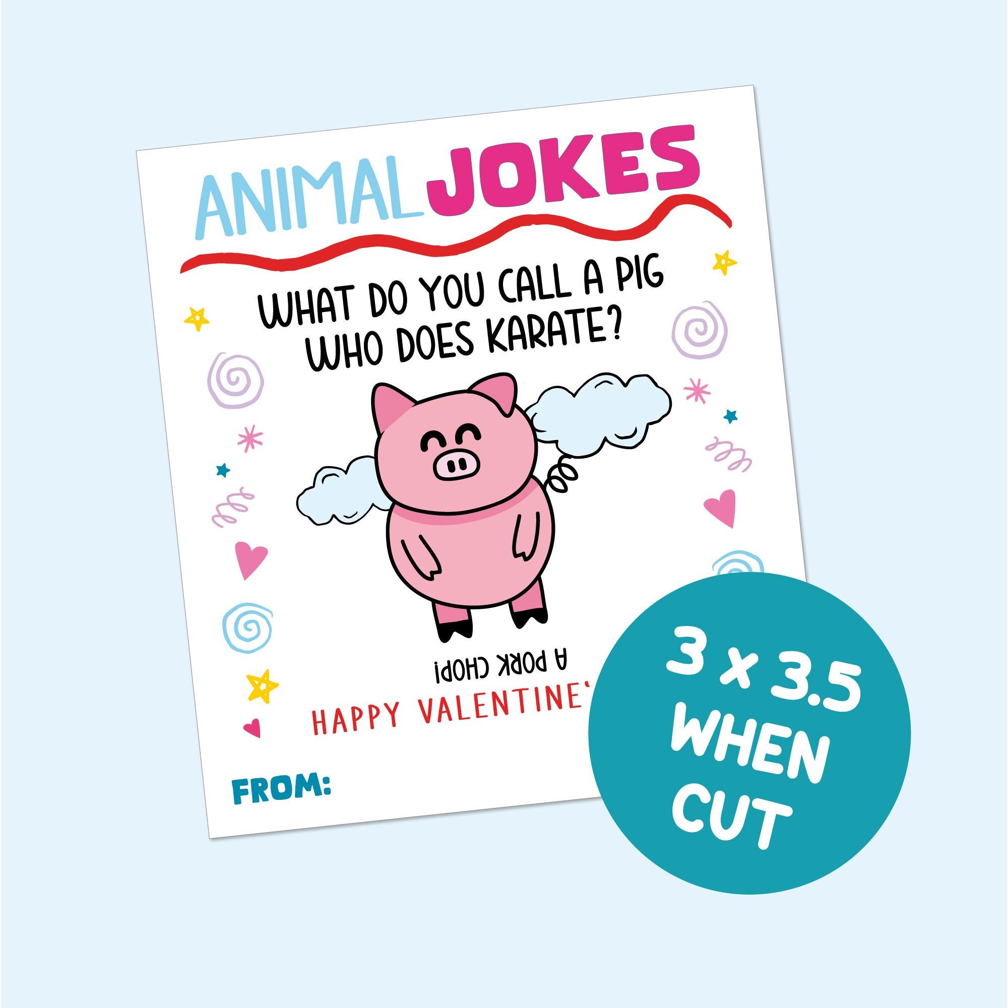 Animal Joke Valentines Day Cards Printable, Kids Funny Valentine's Day ...