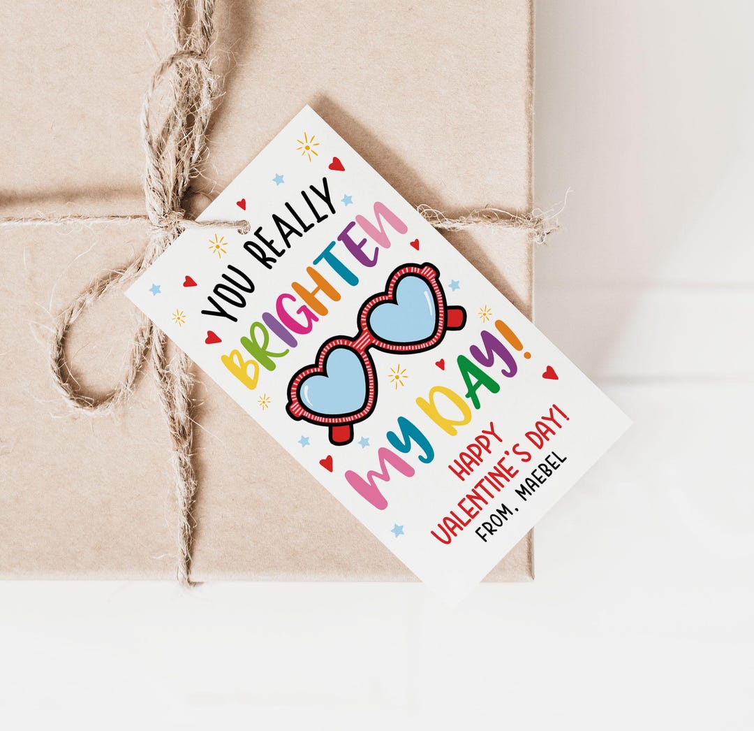 Sunglasses Valentine Printable, Brighten My Day Valentine's Day Gift ...