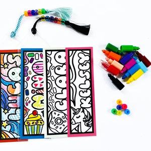 Personalized Bookmarks to Color Kids Birthday Party Favors - Etsy