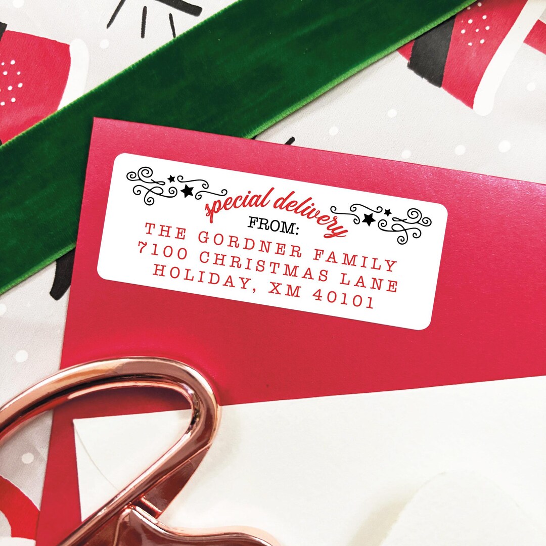 Special Delivery Christmas Personalized Return Address Labels, Sets of ...