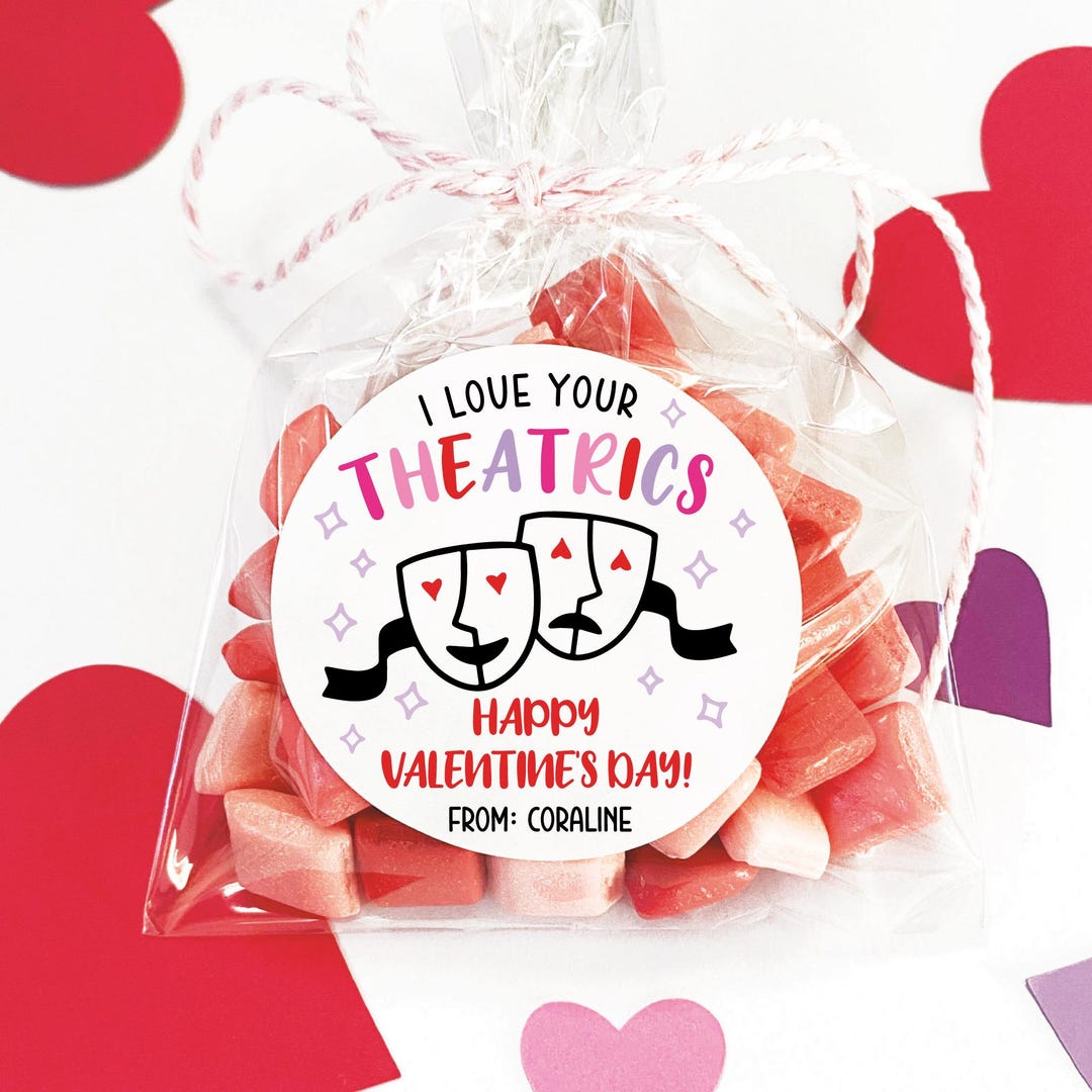 Acting Faces Valentines Day Circular Stickers, Theatre Thank You Labels ...