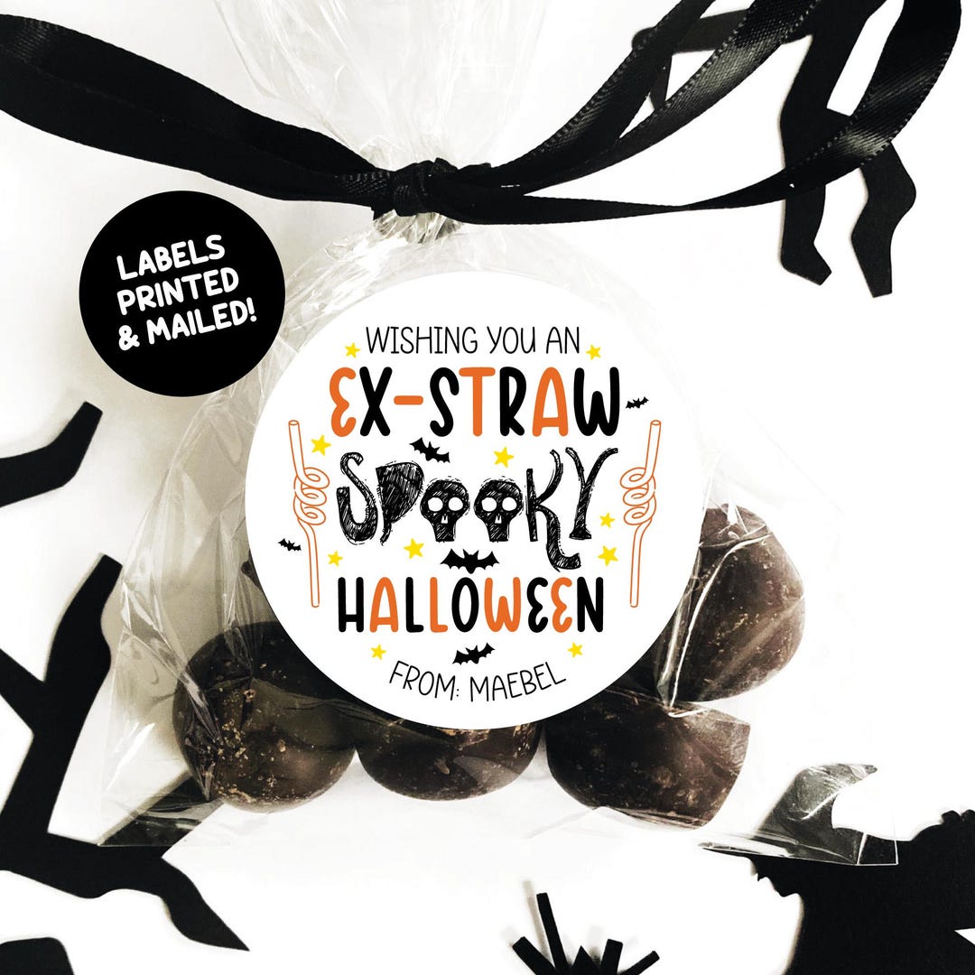 Have an Ex-straw Spooky Halloween Stickers, Silly Straw Halloween Favor ...