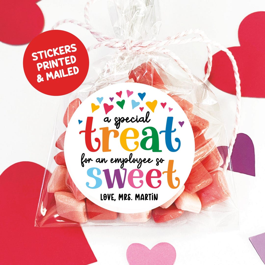 Employee Appreciation Treat Labels, Printed Candy Bag Stickers for Co ...