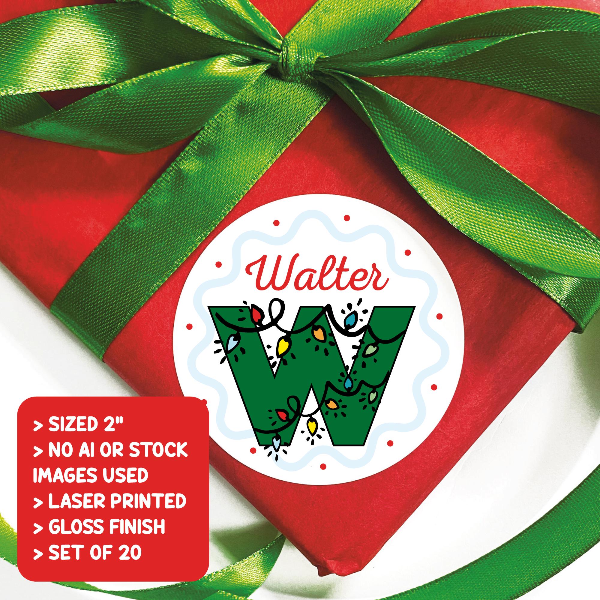 Personalized Christmas Name Tags, Kids Xmas Lights Gift Tags, Custom ...