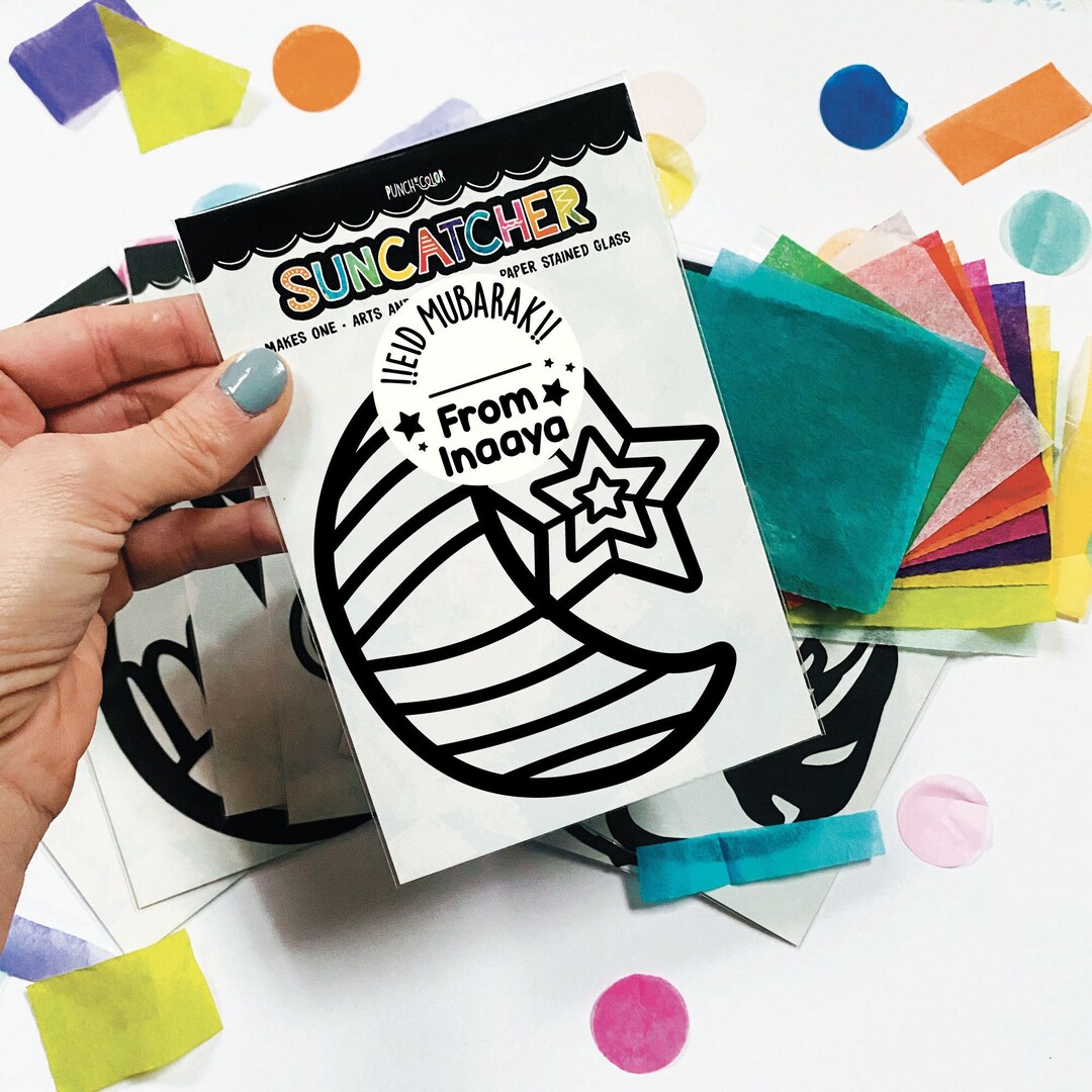 EID Festival Favors, Moon and Star Paper Suncatcher Art Kit, Ramadan ...